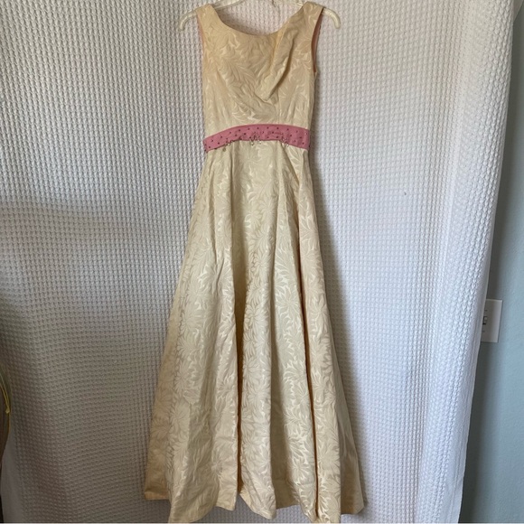 Nadine | Dresses | Vintage 6s Nadine Cream And Pink Crystal Maxi Formal ...